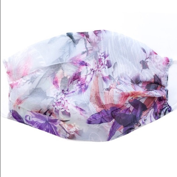 Accessories | Purple Chiffon Floral Print Face Mask | Poshmark